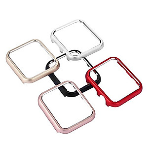 Leotop Compatible with Apple Watch Case 38mm 42mm, Compatible iWatch Bumper Metal Protective Cover Aluminum Frame Bling Shiny Protector Compatible Apple Watch Series 3/2/1(Matte Gold, 38mm)