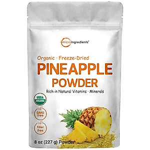 Organic Pineapple Powder, 8oz | 100% Natural Fruit Powder | Freeze-Dried Pineapples Source | No Sugar & Additives | Great Flavor for Drinks, Smoothie, & Beverages | Non-GMO & Vegan Friendly