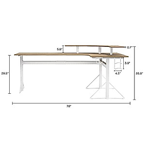 Jamesdar Computer Gaming L-Desk with Power, 35.8" H x 51.18" W x 37.8" L, White/Natural