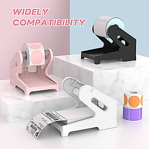 PONNOR Label Holder Thermal Label Holder for Rolls and Fanfold Labels Shipping Label Stand Desktop Printer DIY Accessory Supplies for Home, Office (Pink)
