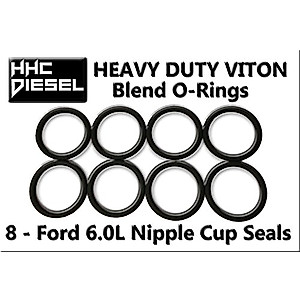 HHC Diesel ~ FORD 6.0L LeakProof Nipple Cups/Ball Tube Kit! Includes 8-LeakProof Nipple Cups and 8-Heavy Duty Viton Seals ~ F60L-8NIPPLE