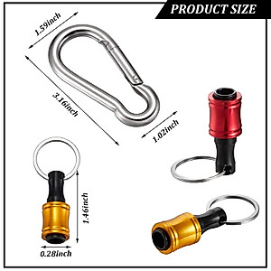 6 Pieces 1/4 Inch Keychain Bit Holder Screwdriver Hex Holder Magnetic Drill Bit Holder Hex Shank Keychain Extension Socket Adapter Drill Bit for Most Electric, Hand Held Portable