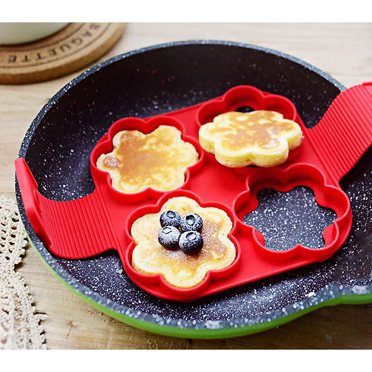 Flip N Cook Silicone Pancake Mold, Flip and Cook Pancake Maker, Flip and Cook Silicone Pancake Maker, Flip'n'cook Silicone Pancake Mold. (2pcs-round+heart)