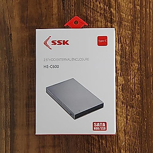 SSK Aluminum 2.5" Hard Drive Enclosure USB C 3.1 Gen 2(6Gbps) to SATA External HDD Case Adapter for 2.5 inch 7 9.5mm SATA III HDD SSD with UASP Compatible with WD Seagate PS4 Xbox