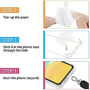 SHANSHUI Phone Lanyard, Adjustable Around Neck Lanyard & Wrist Strap Tether Keychain Holder With 4 Sticky Pads Compatible for iPhone, Samsung Galaxy and All Smartphones in Full Cover Case Black