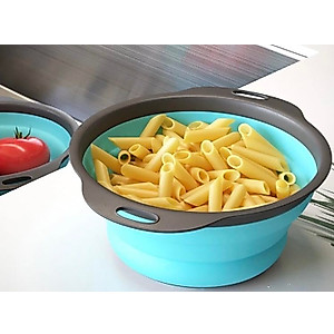 Set of 3 Niklye Ultimate Kitchen Strainers includes 1-10 inch & 2-12 inch. Collapsible Silicone Colanders For Easy Storage - Use with Pasta & Veggies or as a Fruit or Berry Bowl with Strainer., large