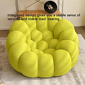 Lazy Sofa Ultra Comfy Fireside Sofa Chair Upholstered Bubble Single Floor Sofa 3D Honeycomb Shape Bubble Sofa Curved Couch for Living Room Office (Color : Yellow)