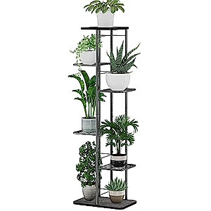 Simple Trending Metal Plant Stand 6-Tier 7 Potted for Indoor Ountdoor, Plant Shelf for Patio Garden Corner Balcony, Black