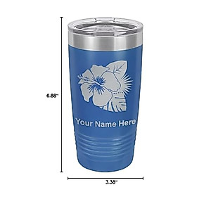 LaserGram 20oz Vacuum Insulated Tumbler Mug, Hibiscus Flower 2, Personalized Engraving Included (Dark Blue)