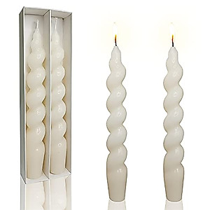 Gedengni Spiral Taper Dinner Candles Conical Stick Candles H 19 cm for Holiday Wedding Party,Beige