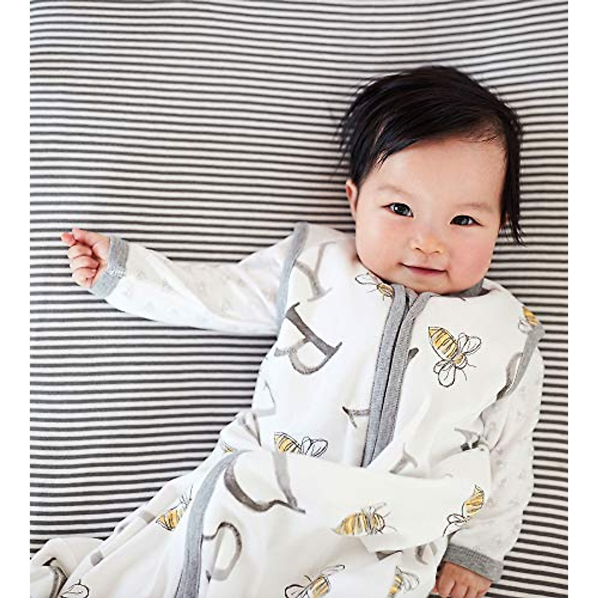 Burt's Bees Baby - Fitted Crib Sheet, Boys & Unisex 100% Organic Cotton Crib Sheet For Standard Crib and Toddler Mattresses (Heather Grey Thin Stripes)