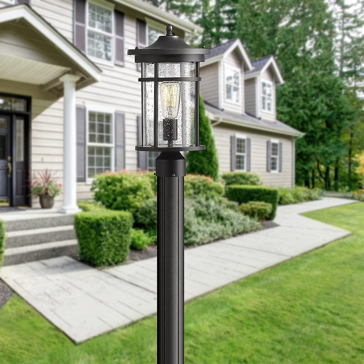 Casia Outdoor Post Light, Outdoor Pillar Light, Exterior Post Sconce, Outdoor Pillar Lamp, Outdoor Post Lantern Fixture for Garden, Deck, Porch, Patio, Yard, Balcony and entryway (Black, 15.72" H)