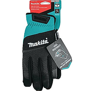 Makita Unisex Makita T 04167 Open Cuff Flexible Protection Utility Work Gloves Large , Teal/Black, Large US