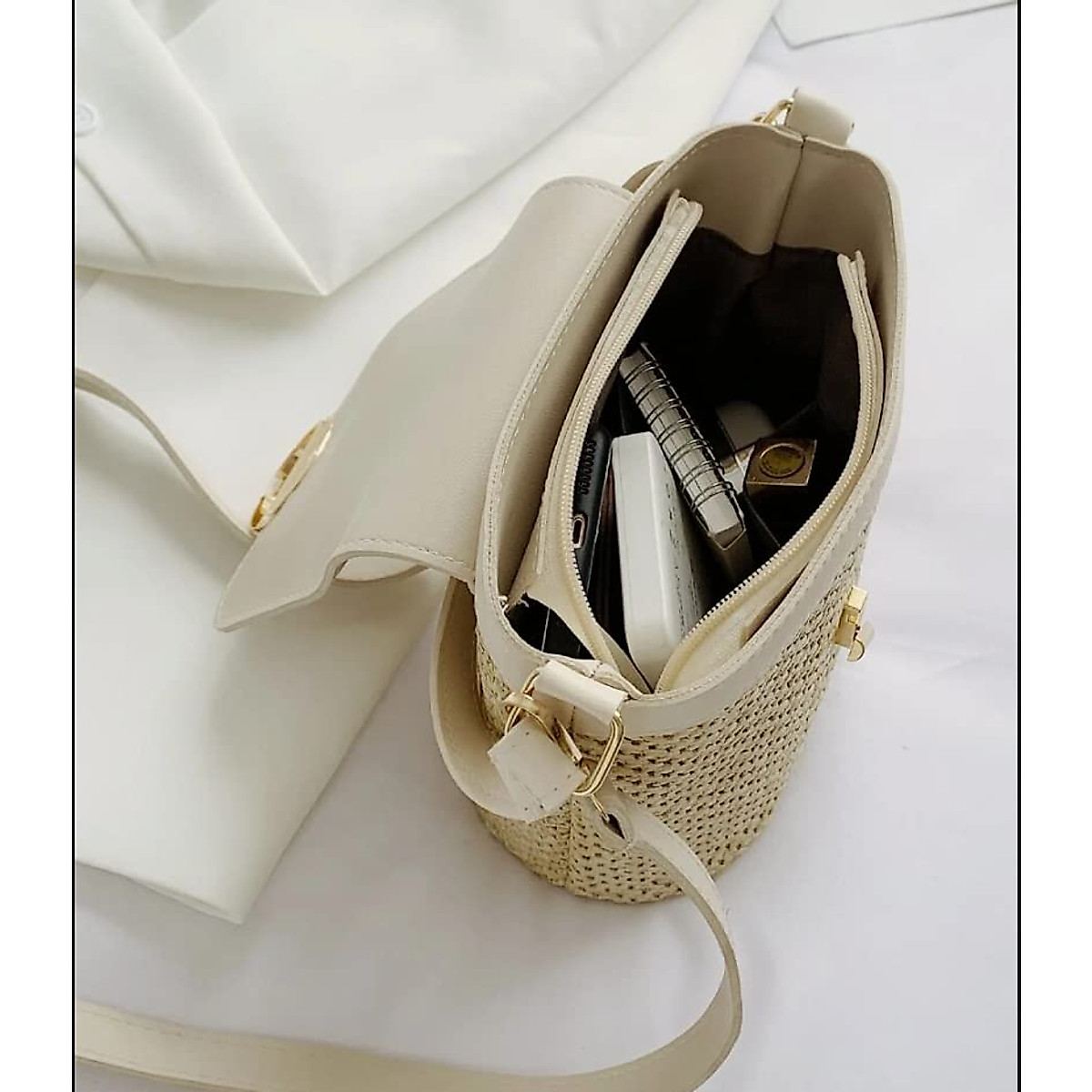 Elegant crochet purse crossbody bags for women purses cross body bag backpack handbags mini small womens backpacks work girls (Beige)