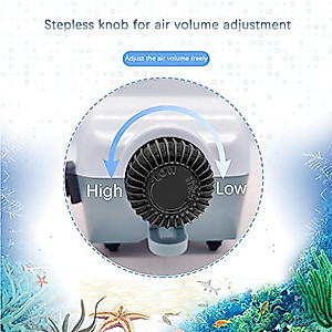 HITOP Dual Outlet Aquarium Electric Air Pump, Whisper Adjustable Fish Tank Aerator, Quiet Oxygen Pump with Accessories for 20 to 100 Gallon (2 outlets)