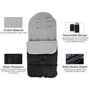 Kidsidol Baby Sleeping Bag Universal Bunting Bag Stroller Footmuff Cover 3-in-1 Baby Stroller Blanket Waterproof Windproof Stroller Annex Mat Keep Warm and Detachable (Grey)