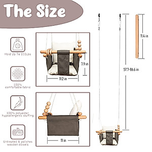 Baby Swing Outdoor Indoor Toddler Swing Seat with Safety Belt, Canvas Hanging Swings Outside Tree Swing Great Gift for Baby Boys Girls Kids Lovers