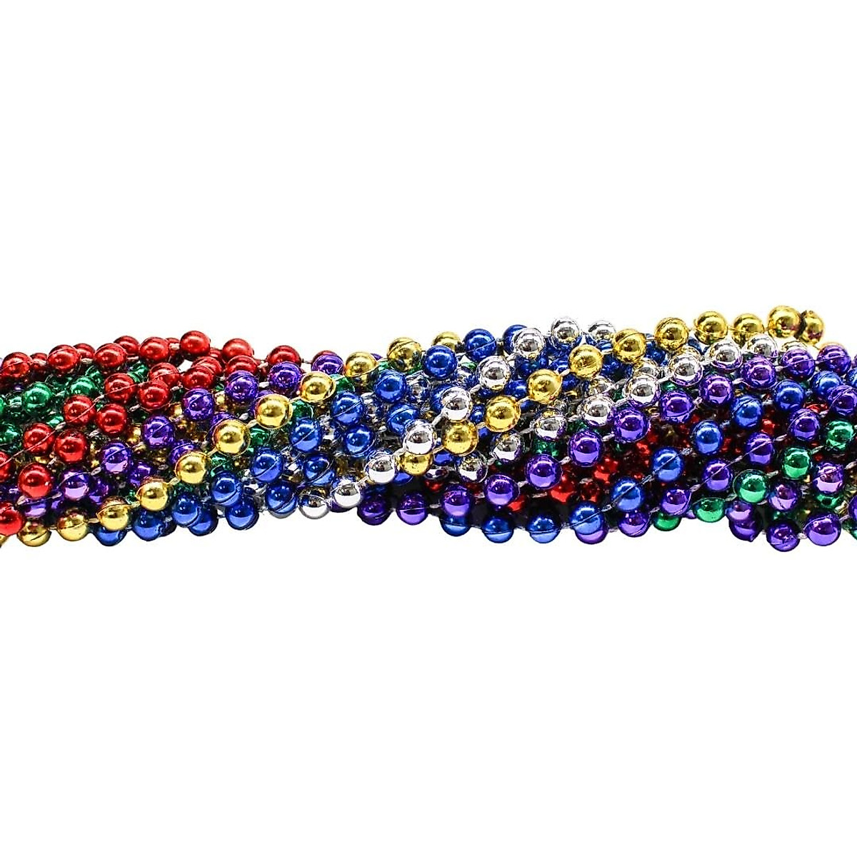 Mardi Gras Spot 6D336COL 33 Inch 07mm Round Metallic 6 Color Mardi Gras Beads - 6 Dozen (72 Necklaces)
