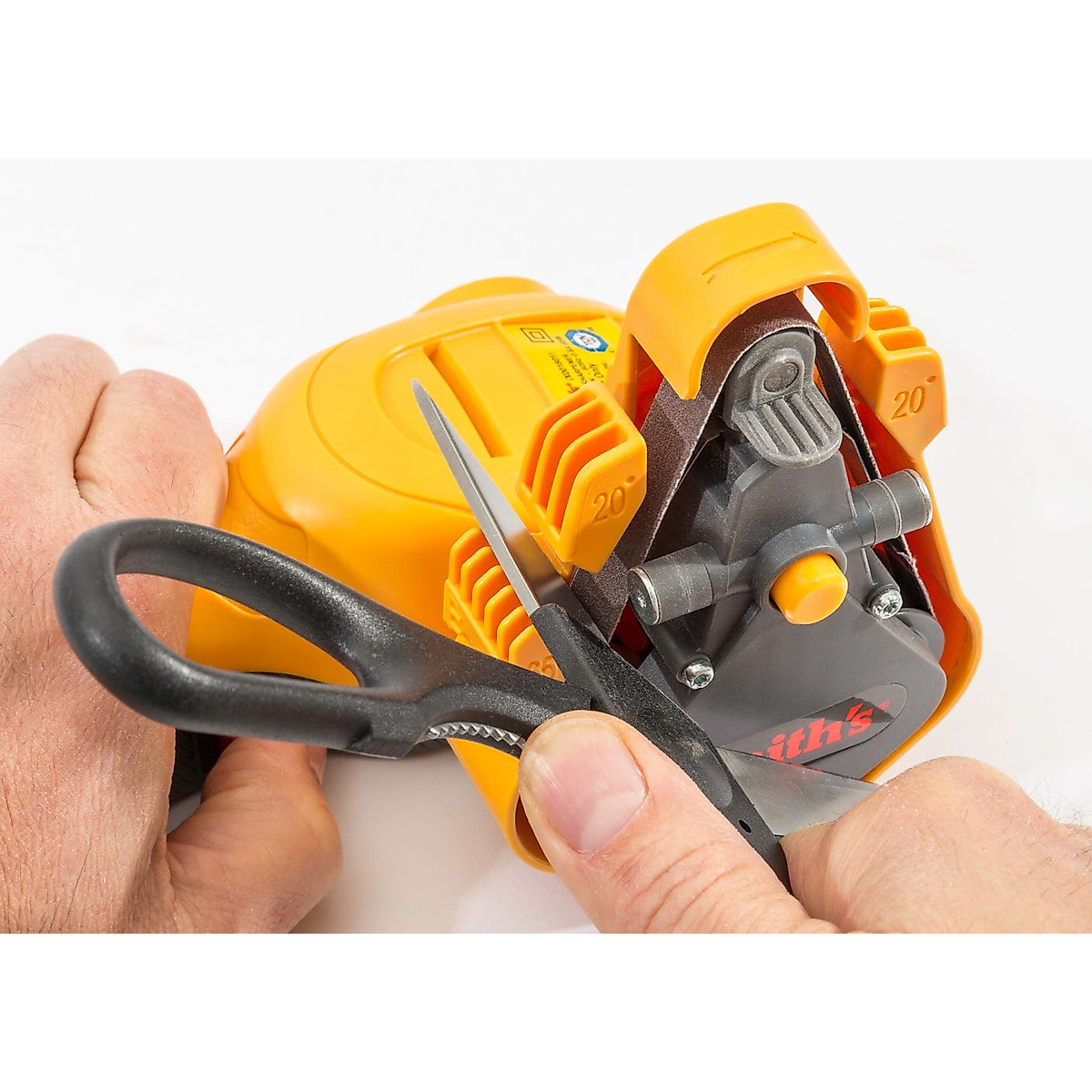 Smith’s 50933 Knife & Scissor Electric Belt Sharpener – Fine, Medium, & Coarse Belts – Straight Edge Blades – Handheld Sharpening – Workshop & Tool Sharpener