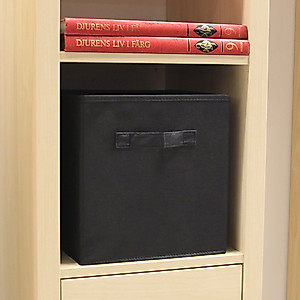 EZOWare Bundle Kit Set of 10 Fabric Basket Bins Bundle Kit, Black Collapsible Organizer Storage Cube with Handles for Home, Bedroom, Baby Nursery, Kids Playroom Toys - 13"x15"x13" + 10.5"x 10.5"x 11"