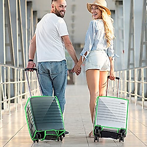 3 Pieces Clear PVC Suitcase Protector Waterproof Cover for Luggage Cover (Fluorescent Green Border, Regular Style)