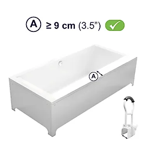 KMINA - Padded Bathtub Safety Rails for Seniors (Bathtubs with Flat Rim ≥3.5"), Adjustable Tub Grab Bars for Side of Tub, Clamp on Tub Rails for Elderly Gray