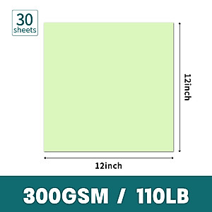 YINUOYOUJIA Cardstock 12 x 12" Thick Paper, 300gsm/110lb Construction Paper 30 sheets light green cardstock