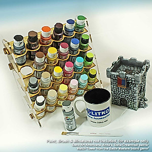 LITKO Acrylic Craft Paint Organizer Storage Rack 2oz Bottle Holder Caddy Stand | 1.5mm/2 ounce | Wall Mount | Compatible with Americana, Apple Barrel, Craftsmart, DecoArt, Delta and FolkArt (24 Holes)