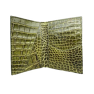 Double side Moss Green Crocodile Alligator leather skin Credit Cardholder, leather credit cardcase, leather creditcard cover