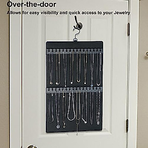 KMEOSCH Jewelry Holder Organizer, Hanging Jewelry Organizer Dual-Sided Earring Organizer Display for 300 Pairs of Earrings and Necklace Holder for 30 Necklaces-Black Jewelry Storage Organizer