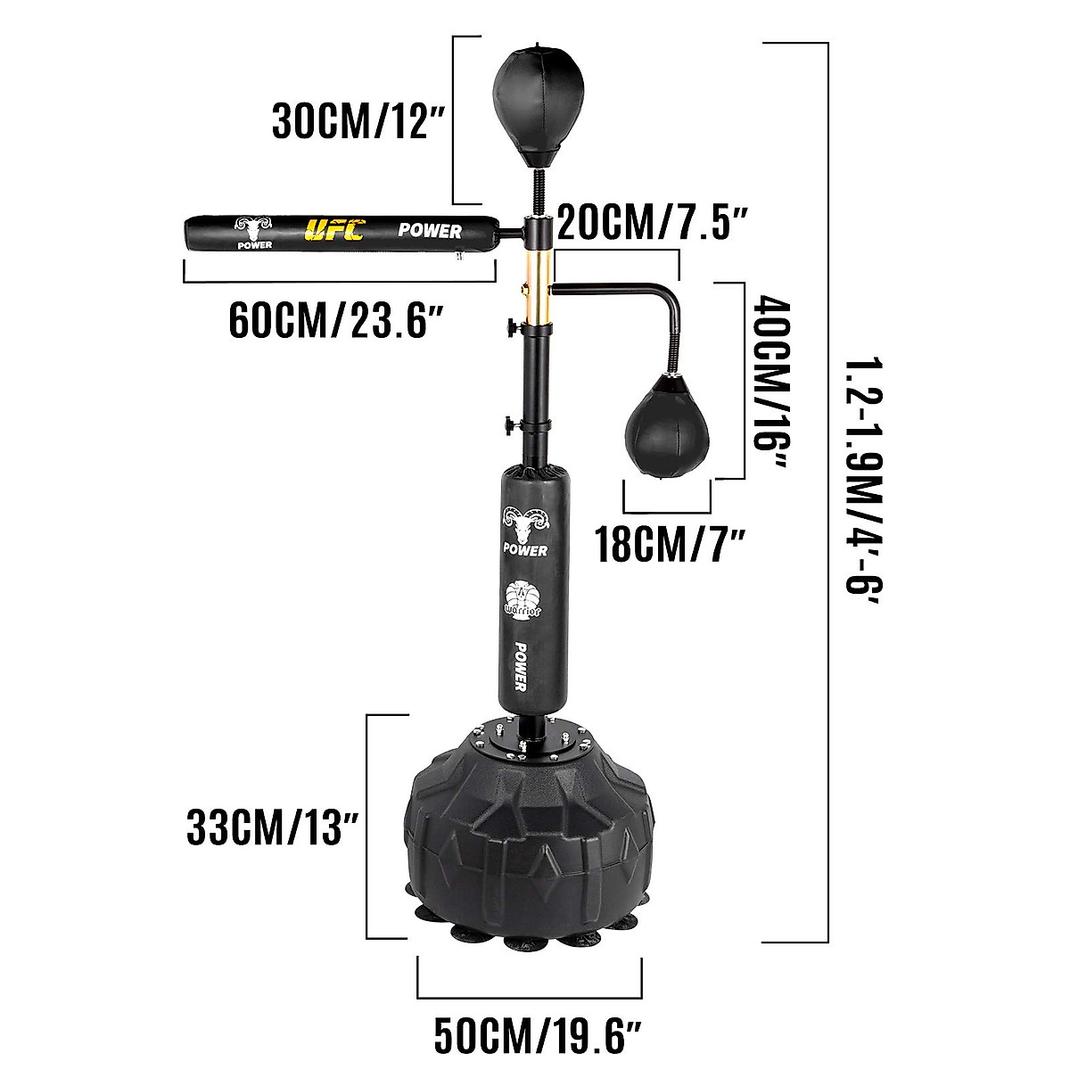 Happybuy Boxing Speed Trainer, Punching Bag Spinning Bar, Training Boxing Ball with Reflex Bar & Gloves, Solid Speed Punching Bag Free Standing, Adjustable Height, for Man, with Two Ball