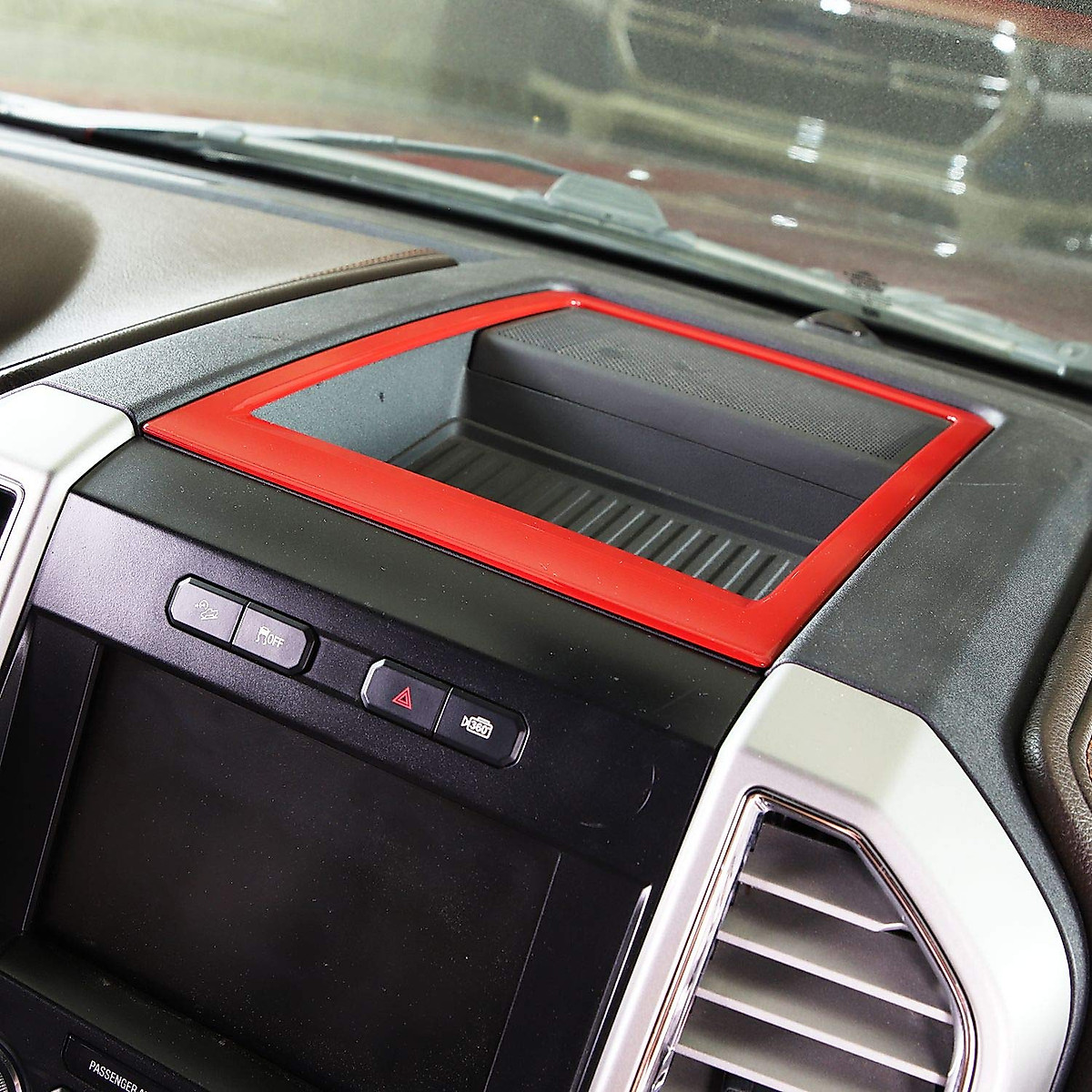 Voodonala for F150 Central Control Storage Compartment Bin Dashboard Frame Trim for 2015-2020 Ford F150 Interior Accessories, ABS Red