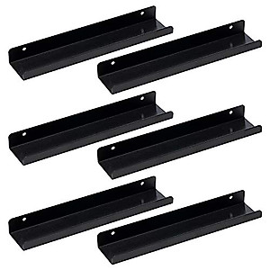 Hudson Hi-Fi LP Vinyl Record Wall Display Shelf - Display Your Favorite LP Records in Style (6 Pack, Black)