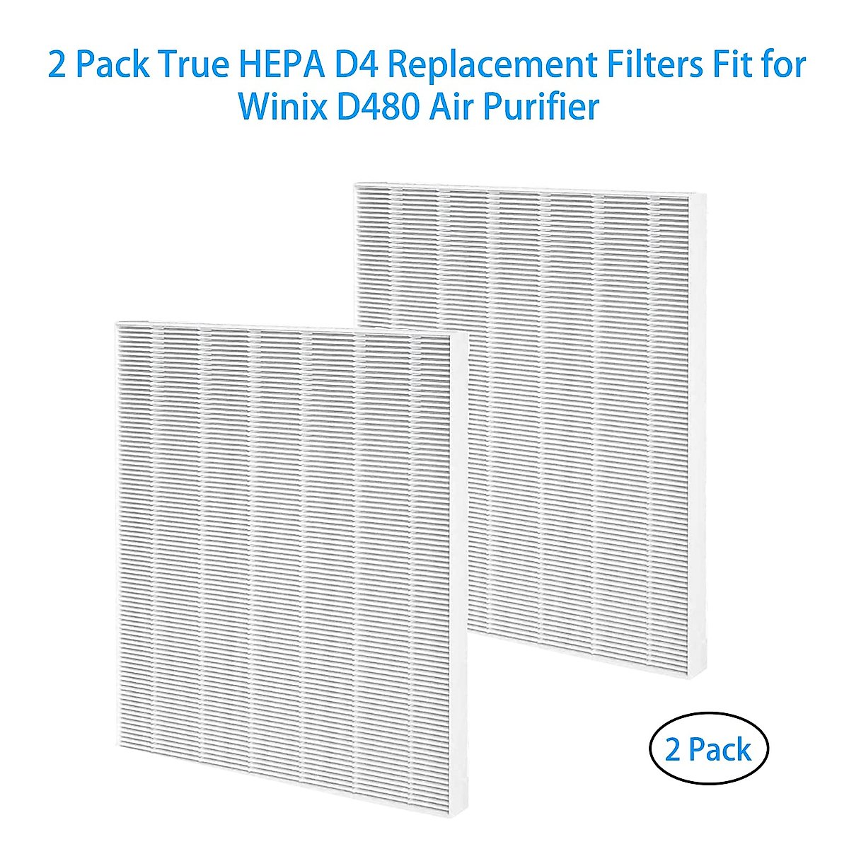 2 Pack True HEPA D4 Replacement Filters Compatible with Winix D480 Air Purifier, Item Number 1712-0100-00, Filter D4