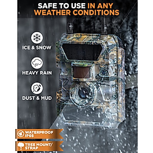 CREATIVE XP Cellular Trail Cameras WiFi 12MP 1080P Outdoor Game Camera with No-Glow Night Vision Motion Activated IP54 Waterproof for Wildlife Hunting or Property Security, 32G SD Memory Card