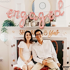 KatchOn, Rose Gold Engaged Balloons - 10 Feet, 16 Inch | Engagement Balloons for Engagement Party Decorations | Engagement Decorations | Bachelorette Party Decorations | Bridal Shower Decorations