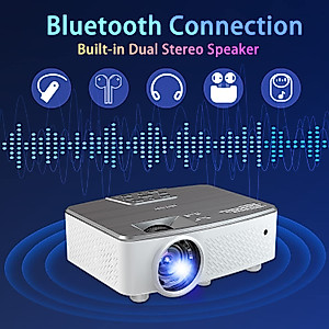 WiFi Bluetooth Projector, Native 1080P HD Movie Projector with Carrying Case, 9500LM 4K Supported 200" Display Home Theater, Compatible with iOS/ Android/ Xbox/ PS5/ TV Stick/ HDMI…