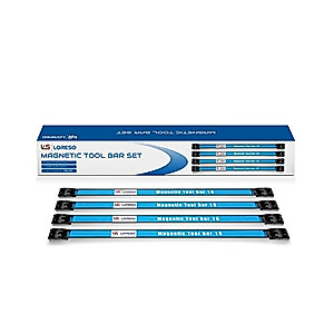 LSR LORESO Magnetic Tool Holder 18 Inch, Set Of 4 Magnetic Tool Bars, Heavy-Duty Metal Magnet Strip Tool Organizers Rack for Screwdrivers, Pliers, Wrenches, Knives with Wall Mount Brackets and Screws