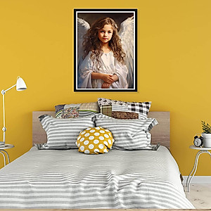 Pavemlo 5D Diamond Art Kits for Adults White Dress Girl, Full Drill Diamond Art Angel Pictures Paint with Diamonds, DIY Cross Stitch Jewel Art Rhinestone Craft for Home Wall Decor 12X16 Inch