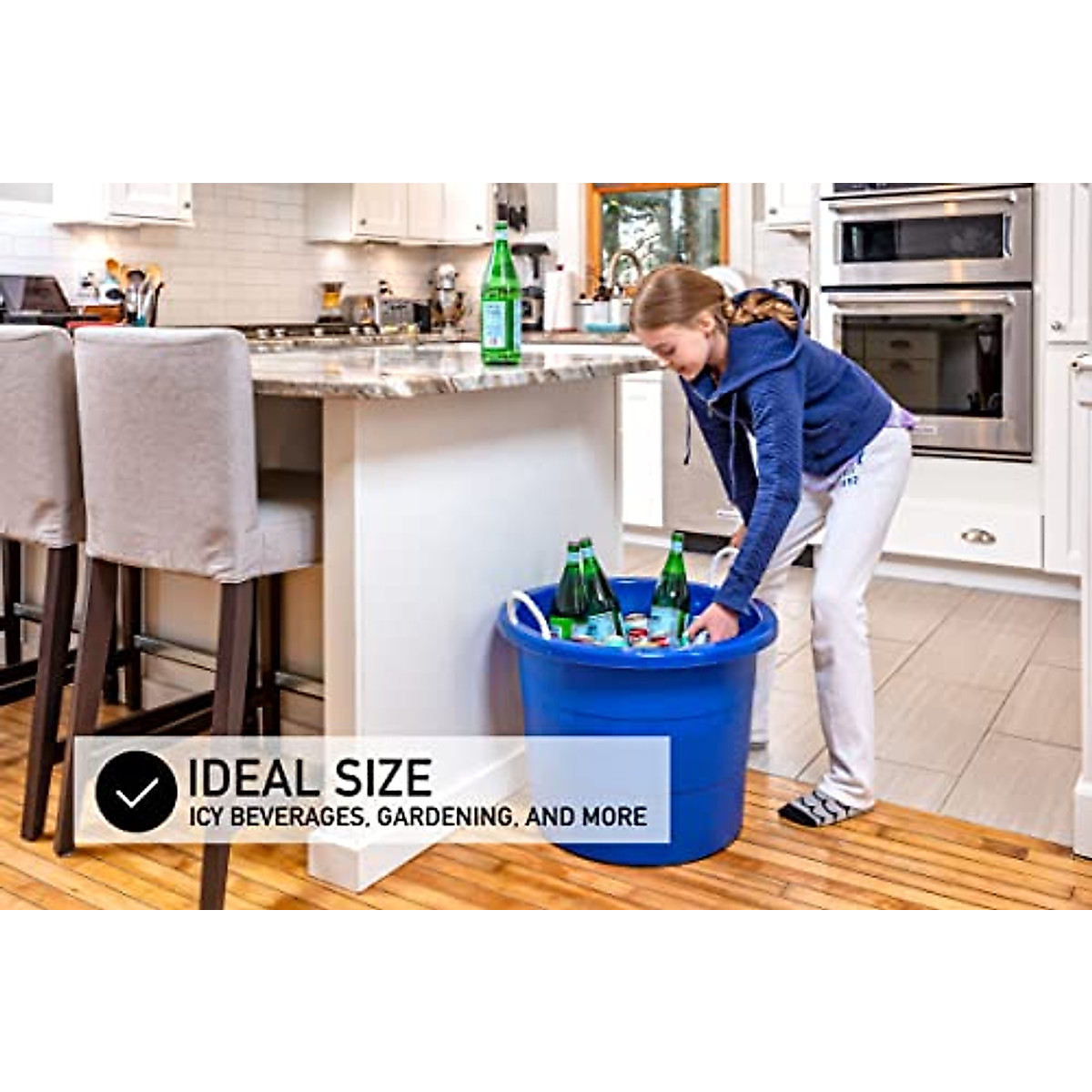 United Solutions 19 Gallon Rope Handle, Heavy-Duty Organization and Easy-Access Storage Tub, Multi-Purpose, Made with Rugged Plastic, Pack of 2, 2-Pack, Blue, 2 Count