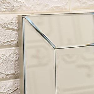 Empire Art Direct Solid Wood Frame Wall Mirror Covered with Beveled Mirror Panels, 1"-beveled Center Mirror, Vanity, Bathroom, Living Room ＆ Bedroom, 40" x 30", Ready to Hang