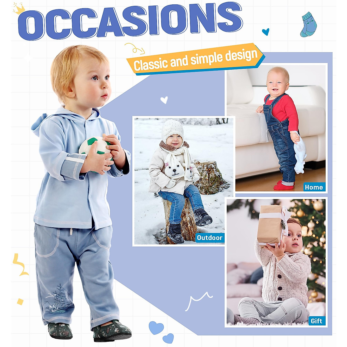 Kids Baby Boy Girls Wool Socks Thick Animal Stripe Winter Soft Warm Thermal Child Toddler Boot Cozy Crew Socks 6 Pairs (Bear, 3-5 Years)