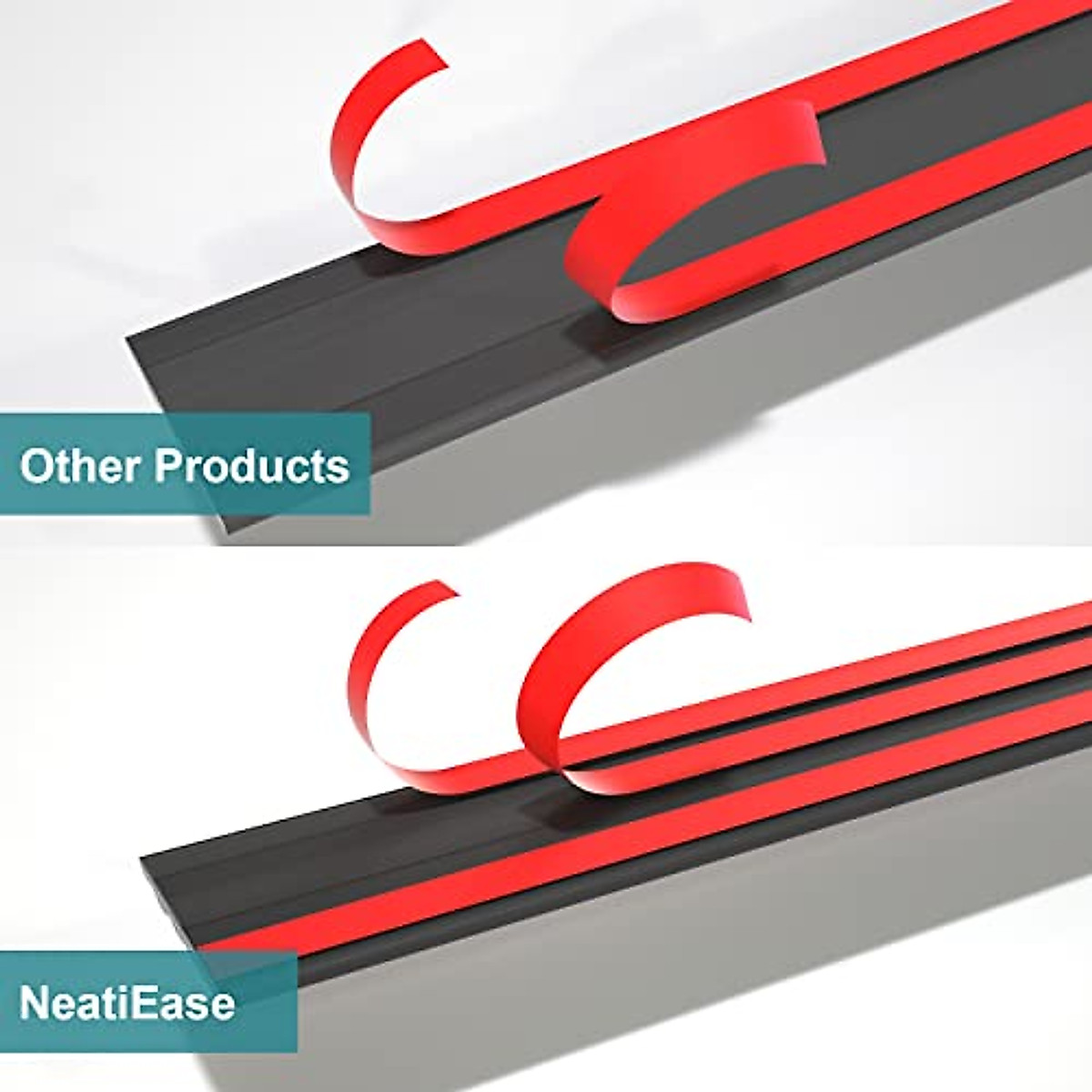 NeatiEase Peel and Stick Baseboards Moulding Trim, 4 Inch x 16.4 Feet Self-Adhesive Floor Baseboard, Flexible Rubber Baseboard Molding Cove Base Vinyl Wall Base (Black)