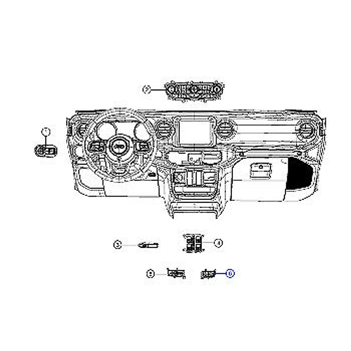 Mopar 82215190AD Auxiliary Switch Bank Kit Jeep Wrangler Black