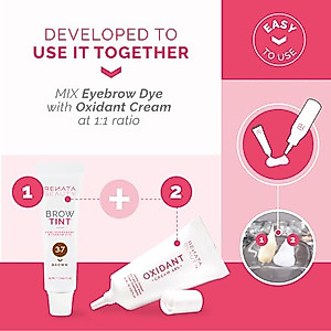 RB RENATA BEAUTY Lash and Brow Tint Kit – Eyelash & Eyebrow Tint Set – Dye Kit with Color Tint, Cream Developer and Styling Brush – Long-Lasting Effect Up to 4 Weeks – 30 Applications [Brown]
