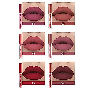 BestLand 6Pcs Matte Liquid Lipstick Makeup Set, Matte liquid Long-Lasting Wear Non-Stick Cup Not Fade Waterproof Lip Gloss (Set A)