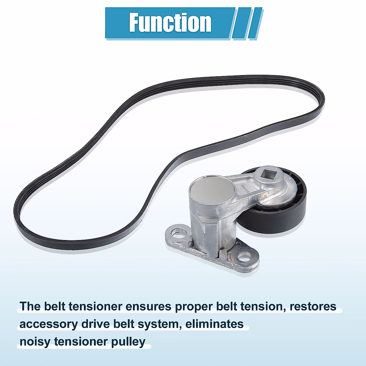 X AUTOHAUX Drive Belt Tensioner Pulley Assembly with Belt 19311139 for Cadillac Escalade for Chevrolet Silverado Suburban Tahoe for GMC Sierra Yukon Envoy for Hummer AC Belt Tension