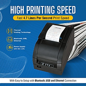 SNBC 132081 Model BTP-M300 Impact Receipt Printer with USB and Serial Interface, Black, Fast 4.7 Lines per Second Print Speed, Drop and Print Paper Loading, Stores and Prints Logo Images (Renewed)