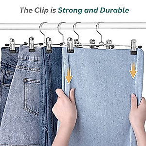 IEOKE Pant Hangers, 30 Pack Skirt Hangers with Clips Metal Trouser Clip Hangers for Heavy Duty Ultra Thin Space Saving