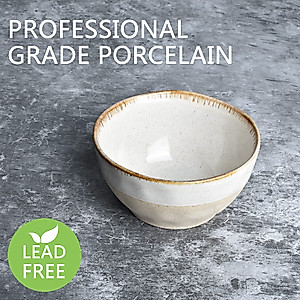 Bosmarlin Ceramic Soup Bowl Set of 4, 28 Oz, Cereal Bowl for Oatmeal, Dishwasher and Microwave Safe (Beige, 6 inches)